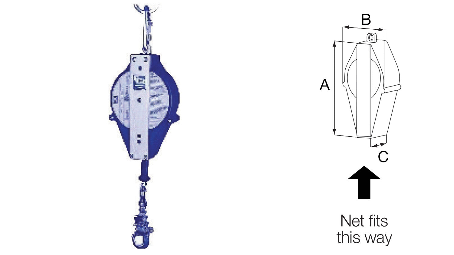 Net with Trisafe™ Carabiner for Self-Retracting Lifeline, SWL 40 kg